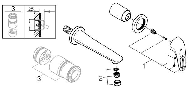 Grohe Eurostyle New 2 Hole Basin Mixer M-Size 19571003 Spare Parts