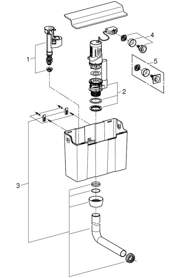 Grohe Concealed Flushing Cistern 39053000 Spare Parts