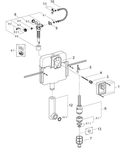 Grohe Mechanical Cistern 37050000 Spare Parts