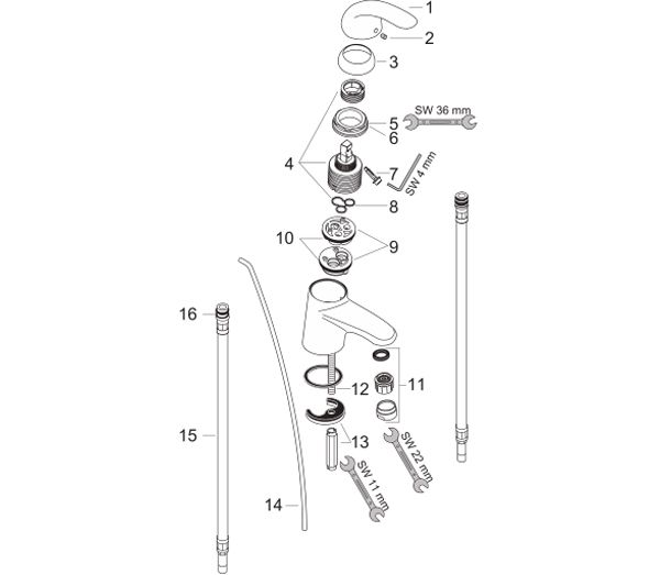 Hansgrohe Focus Chrome/Gold Optic 50 Basin Mixer With Waste Set ...