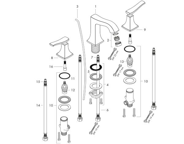 Hansgrohe Metris Classic Chrome 100 Basin Mixer 31073000 Spare Parts