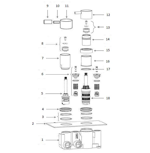 Pura Arco Twin Outlet 2 Handle Shower Valve 6002 Spare Parts